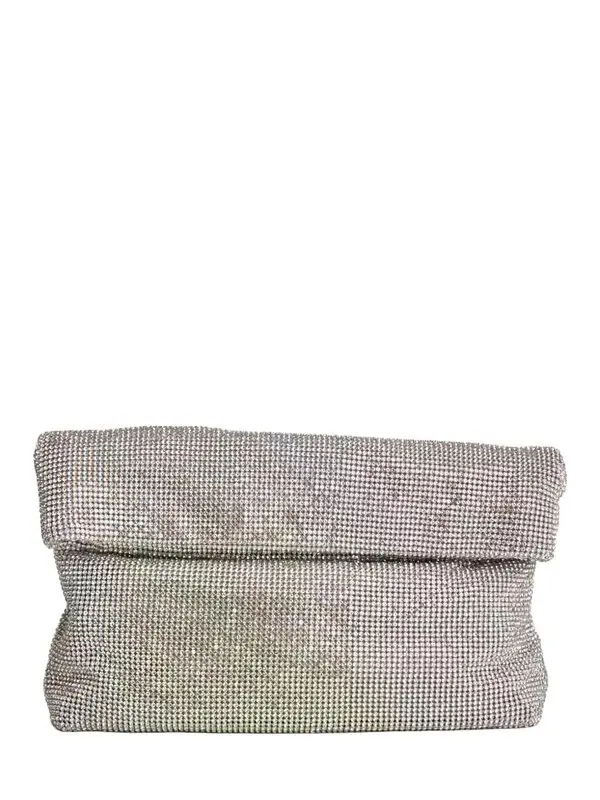 TWENTY FOURHAITCH Rhinestone Embellished Clutch - Silver