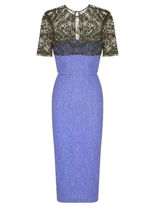Alex Perry Lace-sleeve Pencil Midi Dress - Purple