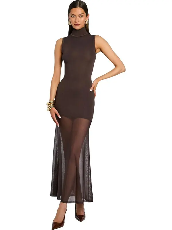 SEROYA Amine Knit Maxi Dress - Slate Brown