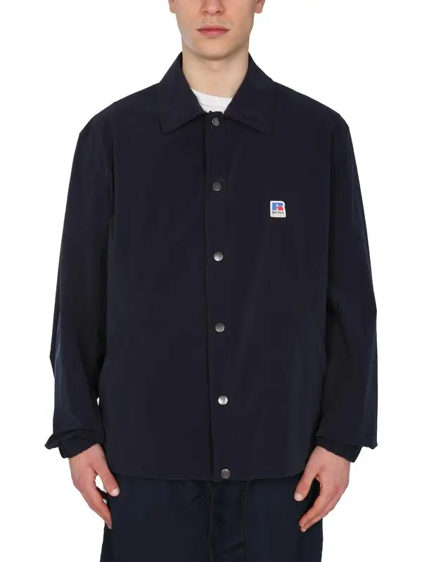 BOSS Relaxed Fit Jacket With X Russell Athletic Logo - Blue
