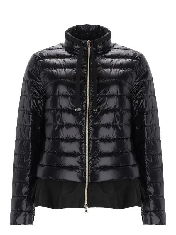 Herno Quilted Down Jacket With Ruffles - Black