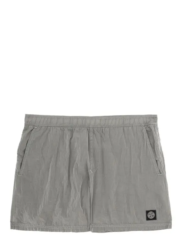Stone Island Swimsuit With Logo Patch - Grey