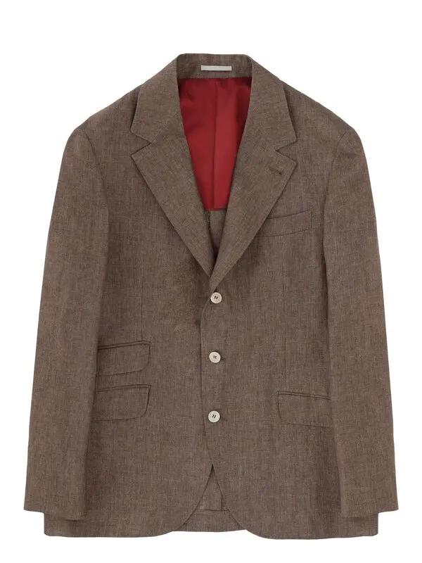 Brunello Cucinelli Single-breasted Linen Jacket - Brown
