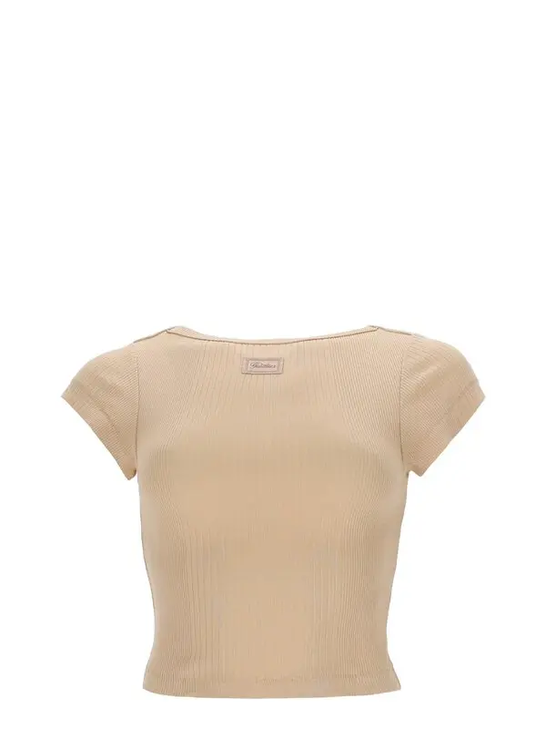 Jean Paul Gaultier Top With Logo Patch - Nude