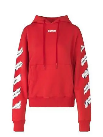 Off-White Airport Tape Diag Hoodie - Red