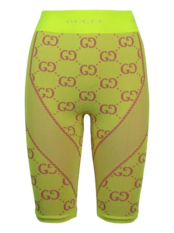 Gucci Monogram Jacquard Biker Shorts - Bright Yellow