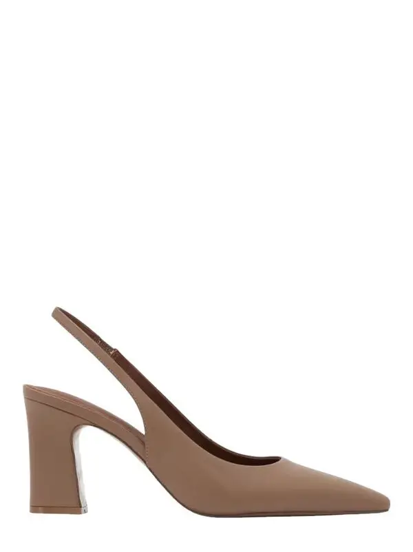 REISS Leather Slingback Court Shoes - Taupe