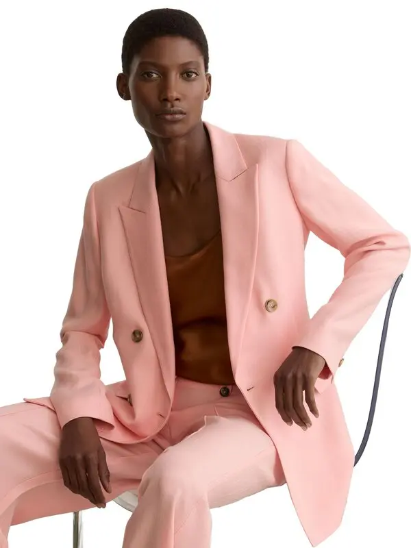 REISS Magda Double-breasted Peak-lapel Suit Jacket - Pink