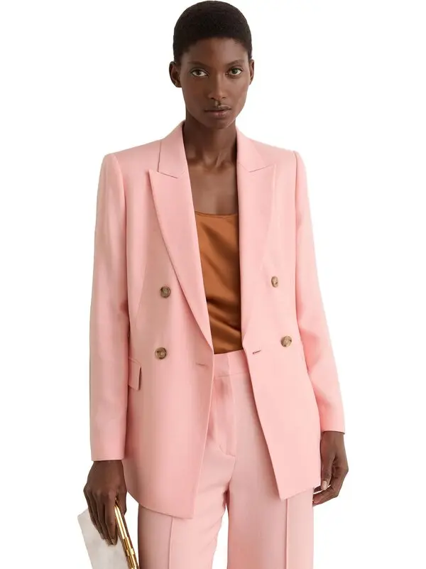 REISS Magda Double-breasted Peak-lapel Suit Jacket - Pink