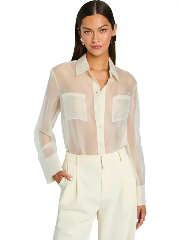 SEROYA Estella Silk Shirt - Eggshell