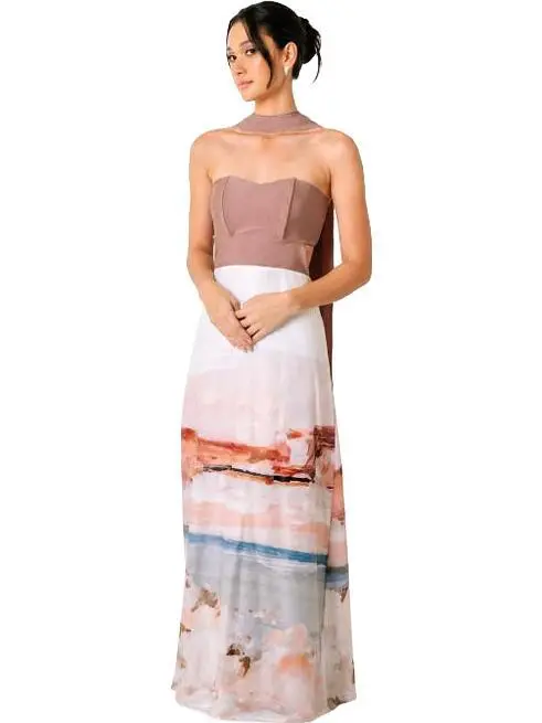 SAN MALO Bajareque Maxi Dress With Cutout Sides And Removable Neck Accessory - Brown