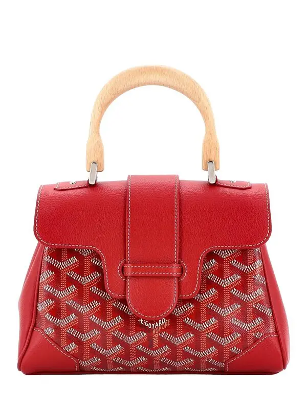 GOYARD Saigon Top Handle Bag Coated Canvas With Leather Mini - Red