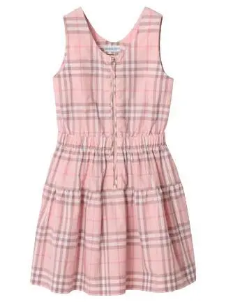 Burberry Check Cotton Sleeveless Dress - Peony Pink