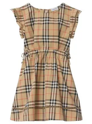 Burberry Check Cotton Dress - Sand Beige