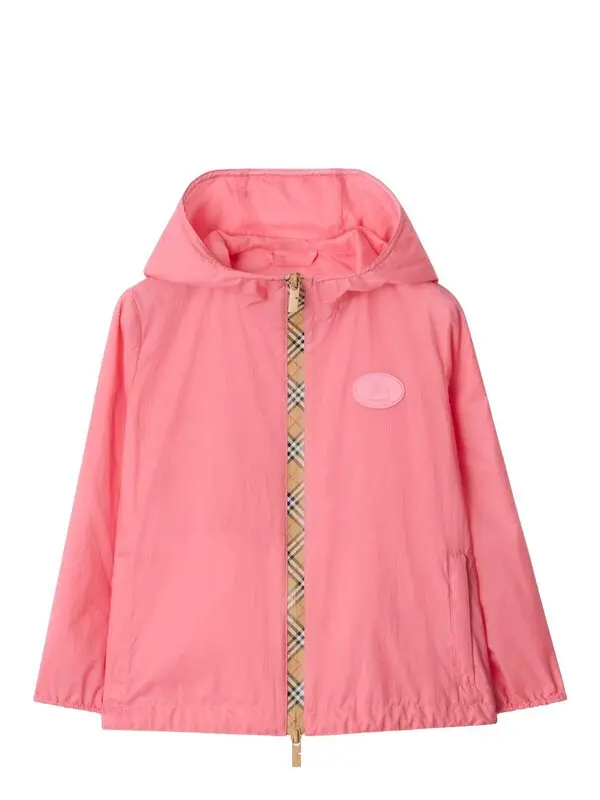 Burberry Checker-tape Nylon Hooded Jacket - Flamingo Pink