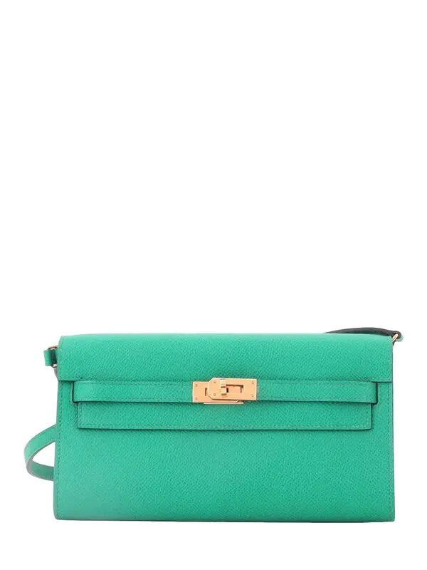 HERMES Kelly To Go Wallet Verso Epsom - Verso - Vert Jade/bleu Brume