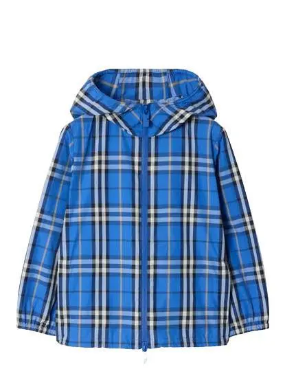 Burberry Check Nylon Hooded Jacket - Hyacinth Blue