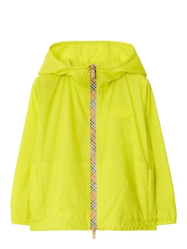 Burberry Checker-tape Nylon Hooded Jacket - Vivid Lime