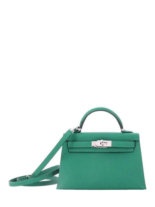 HERMES Kelly Mini Ii Bag Green Epsom With Palladium Hardware - Vert Vertigo
