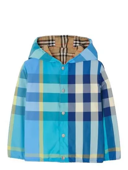 Burberry Reversible Check Nylon Hooded Jacket - Bright Turquoise