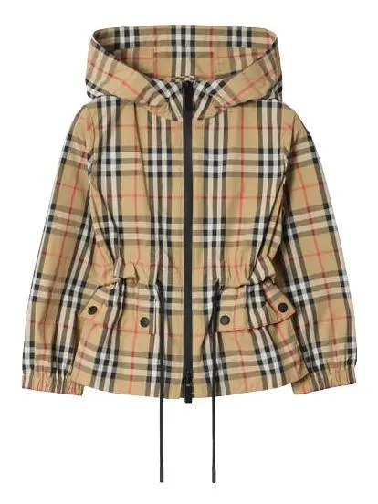 Burberry Check Nylon Hooded Jacket - Sand Beige