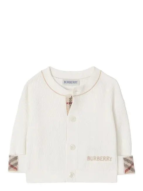 Burberry Logo Cotton Cardigan - Ivory White