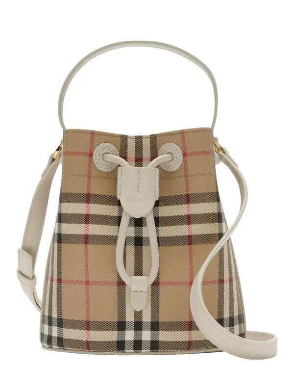 Burberry Mini Check Bucket Bag - Archive Beige/soap Beige