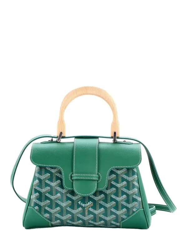 GOYARD Saigon Top Handle Mini Bag Coated Canvas With Leather - Green