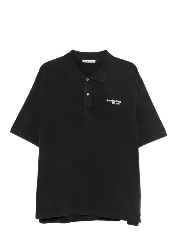 Acne Studios Washed Logo Polo Shirt - Black