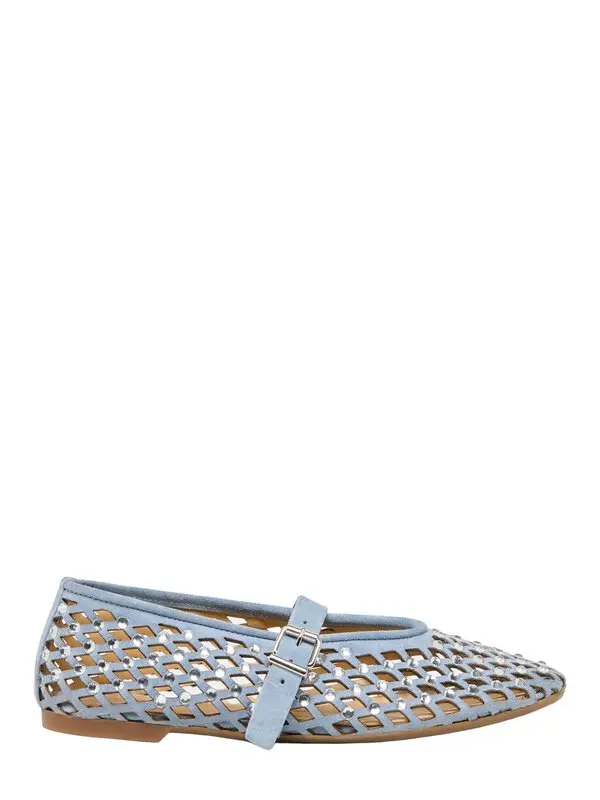 DOLCEVITA Mavin Rhinestone Ballet Flats - Blue Suede