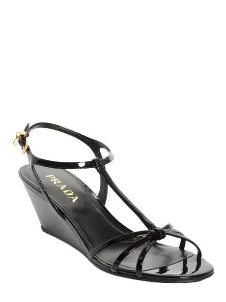 Prada Cage Wedge Sandal - Black