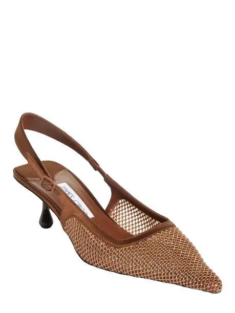 JIMMY CHOO Amel Crystal Mesh Slingback Pumps - Bronze/bronze