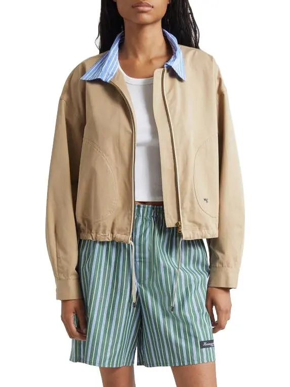 HOMMEGIRLS Cotton Gabardine Bomber Jacket - Khaki