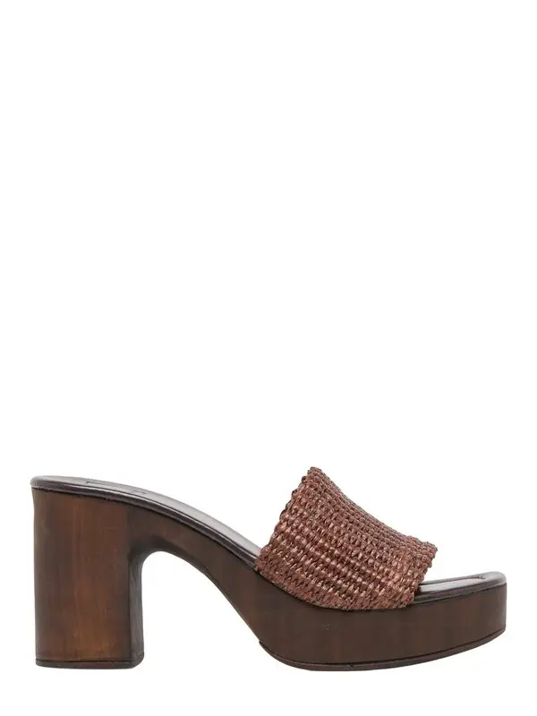 DOLCEVITA Celest Raffia Block Heel - Chocolate Raffia