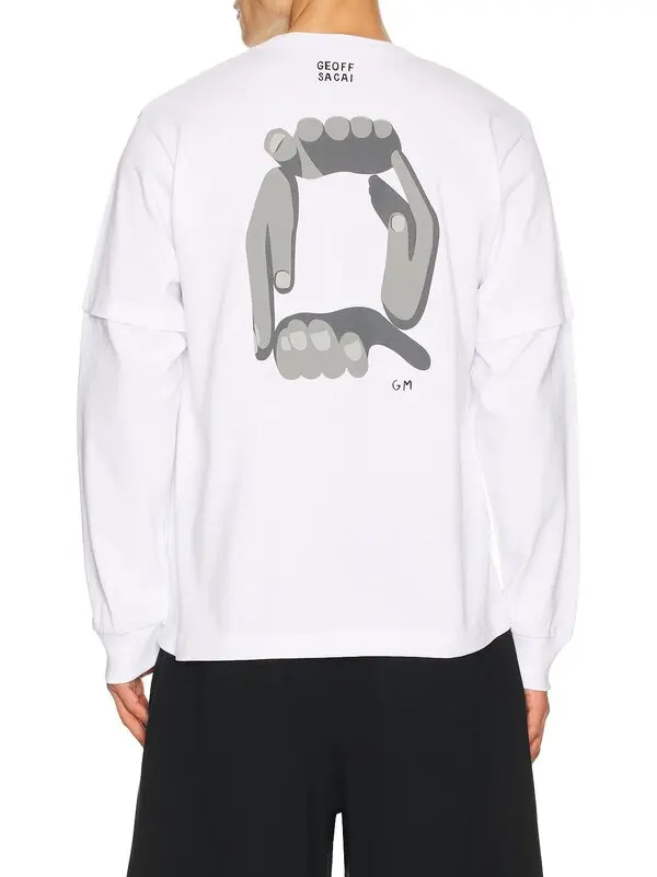 Sacai Geoff Print Longsleeve T-shirt - White