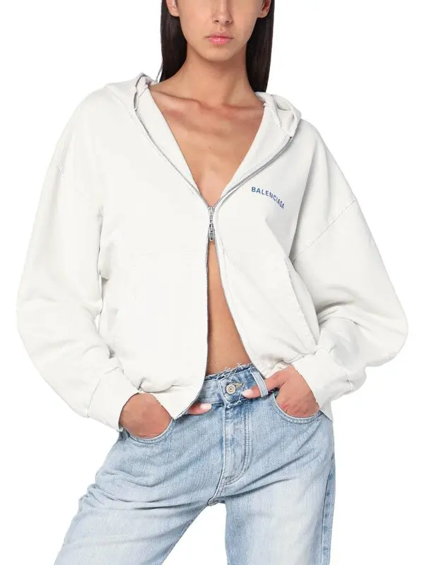 Balenciaga Regular Fit Zip-up Sweatshirt - White