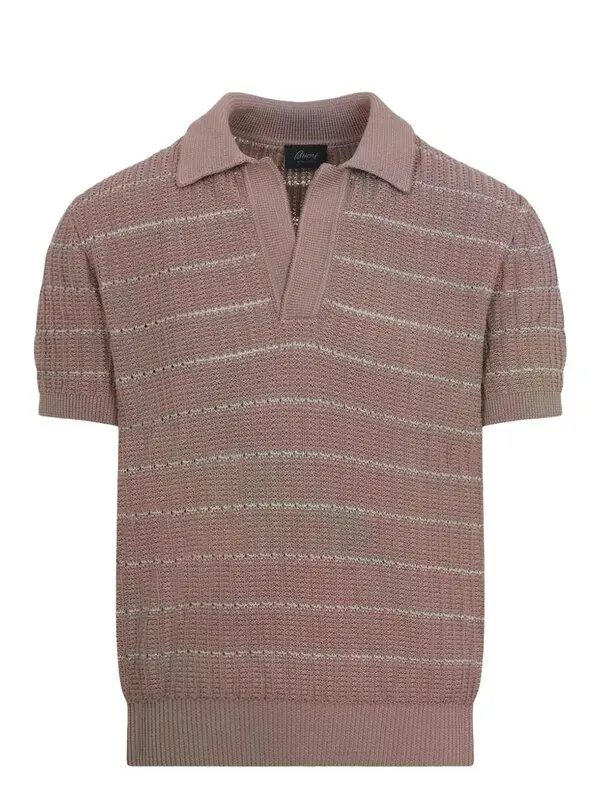 Brioni Striped V-neck T-shirt - Brown