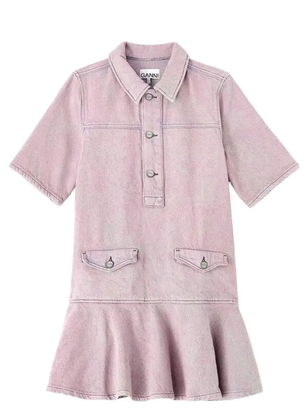 GANNI Denim Mini Dress - Pink