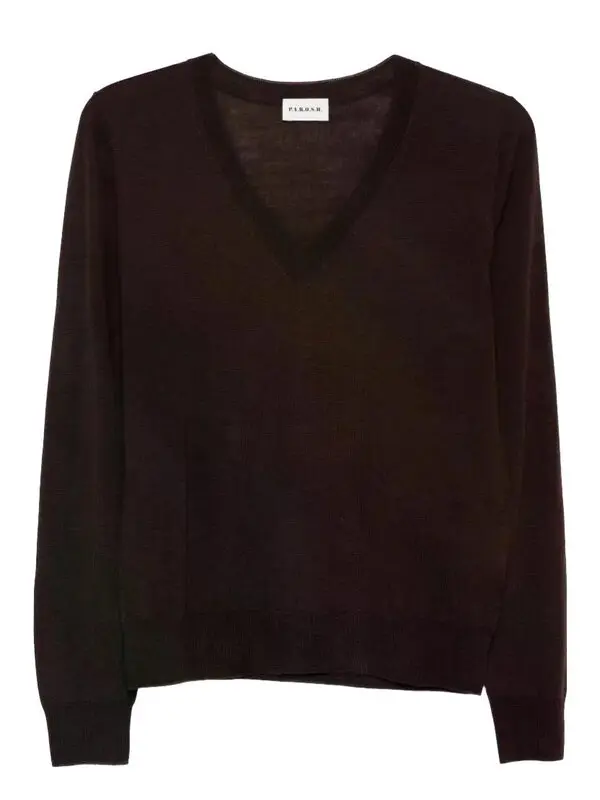 P.a.r.o.s.h V-neck Long Sleeve Sweater - Brown