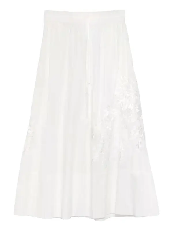 P.a.r.o.s.h Ninja Embroidery Maxi Skirt - White