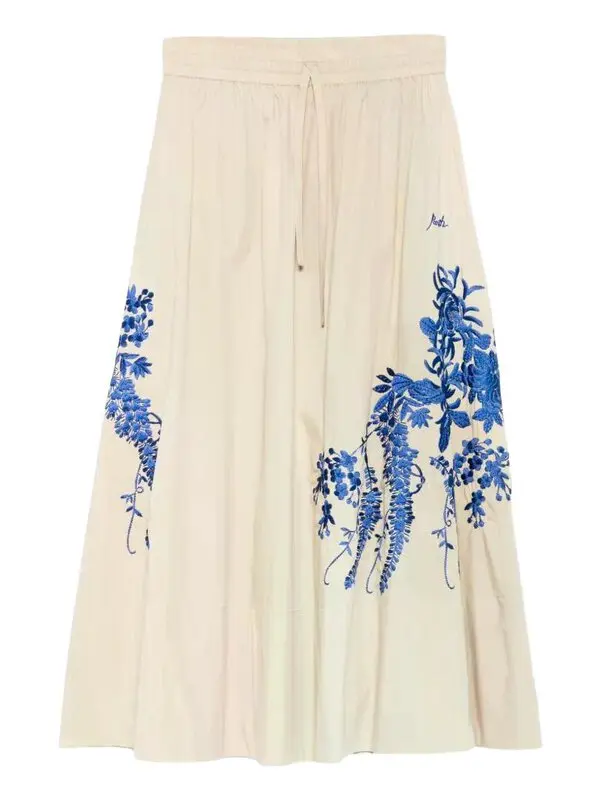 P.a.r.o.s.h Floral-embroidered Maxi Skirt - Neutrals