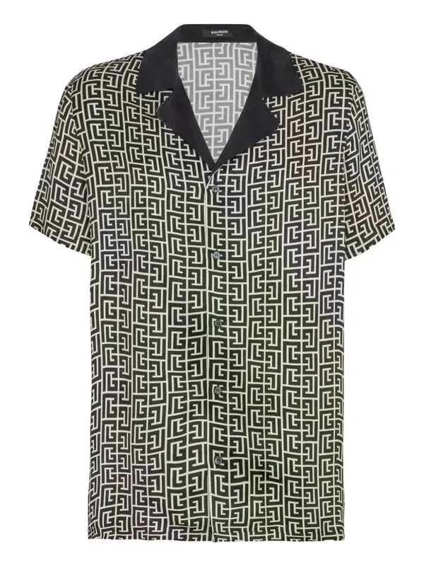 Balmain Pb-monogram Short-sleeve Shirt - Black