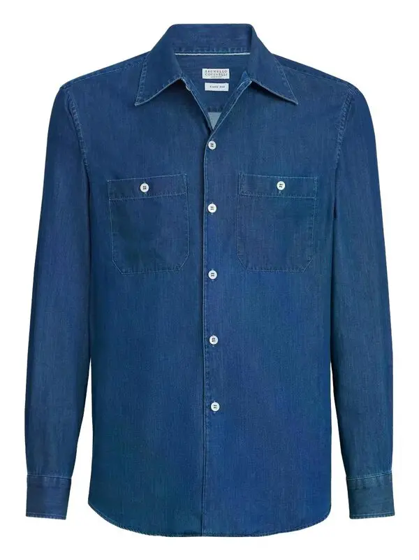 Brunello Cucinelli Chest-pockets Long-sleeve Shirt - Blue