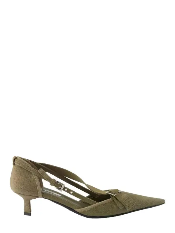 Prada Point-toe Canvas Heeled Pumps - Green