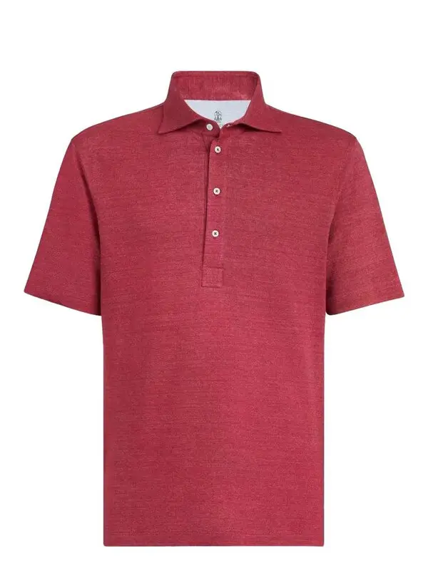 Brunello Cucinelli Point-collar Mélange Polo Shirt - Red