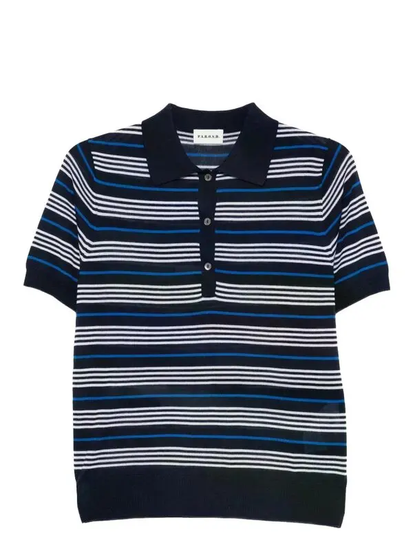 P.a.r.o.s.h Striped Buttoned Polo Shirt - Blue