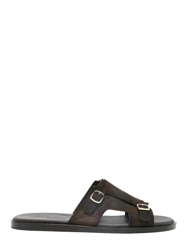 Santoni Buckle Detail Slides - Brown