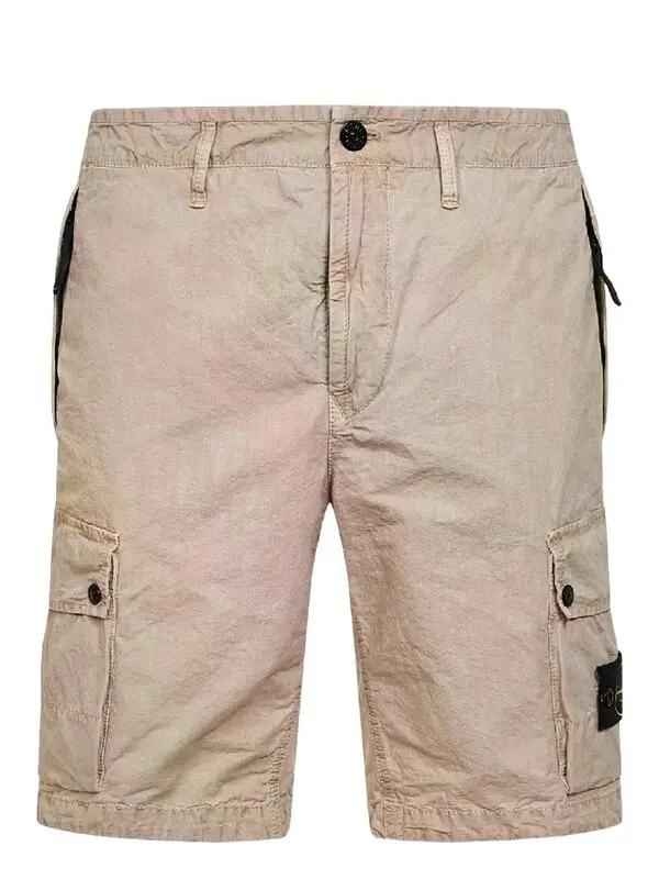 Stone Island Cargo Logo-badge Shorts - Neutrals