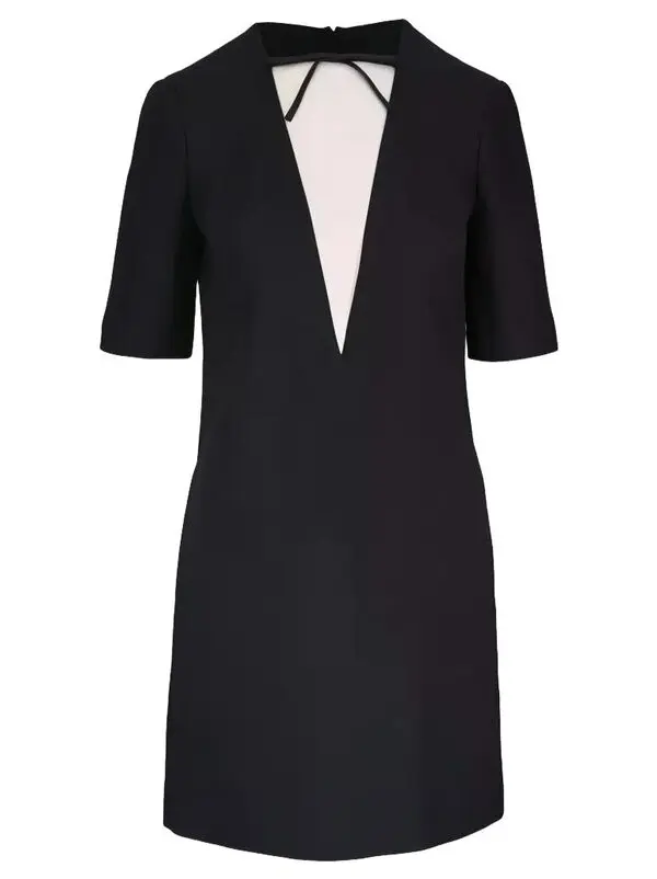 Valentino Garavani Crepe V-neck Mini Dress - Black