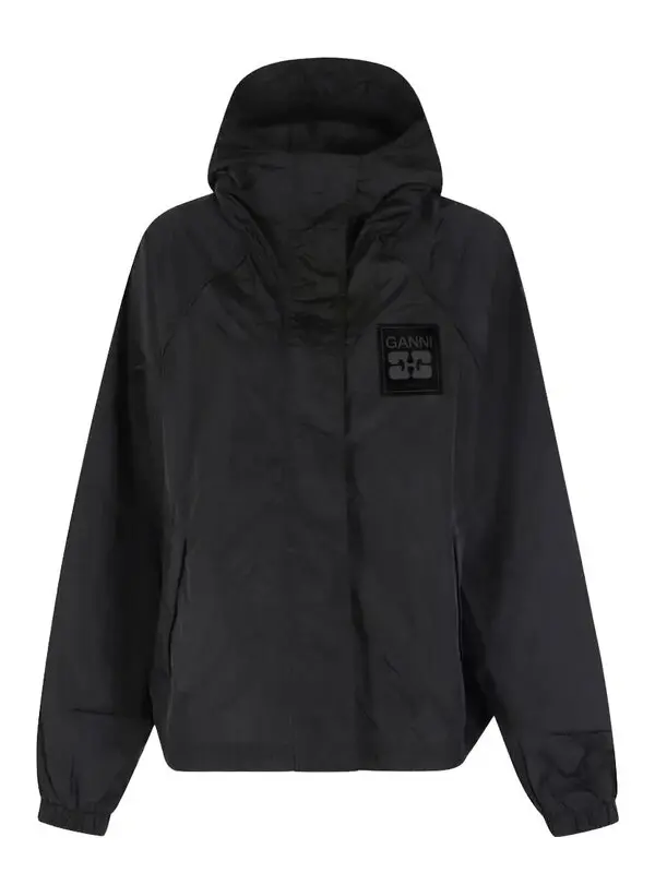 GANNI Hooded Lightweight Jacket - Black